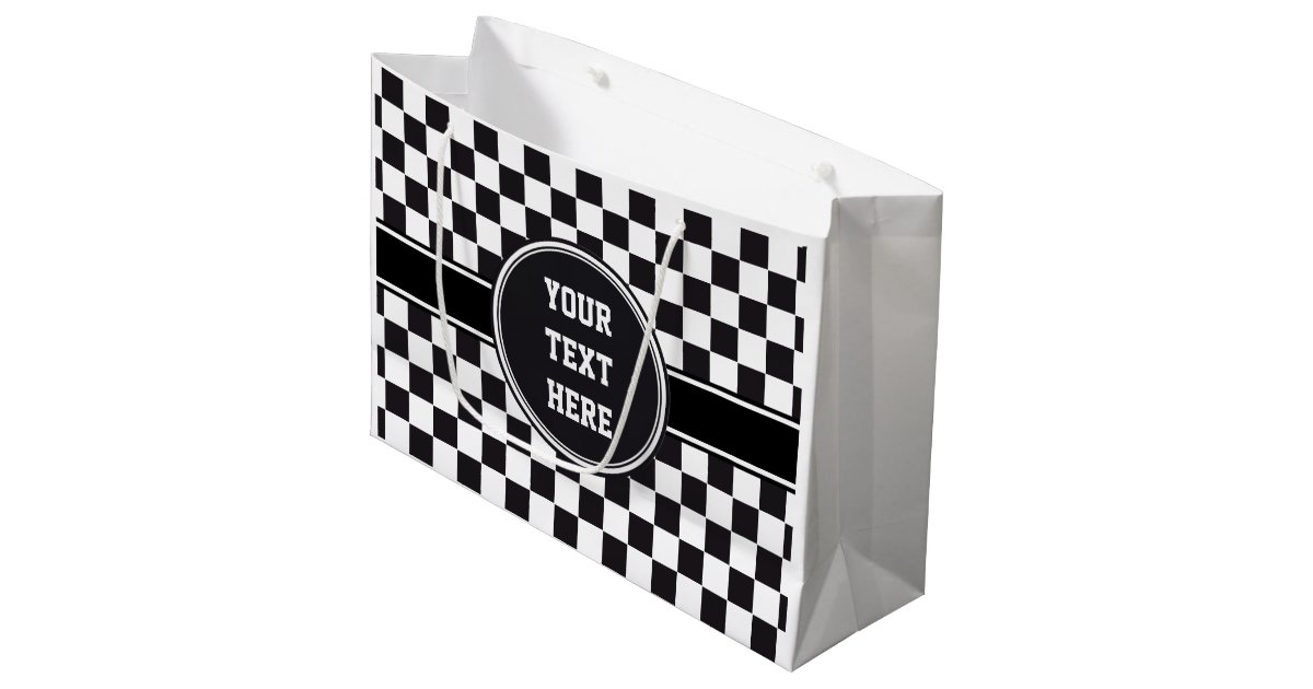 Car Racing / Chess Pattern + your backgr. & ideas Large Gift Bag | Zazzle