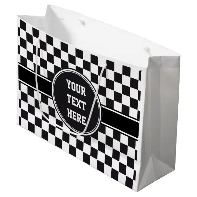 Car Racing / Chess Pattern + your backgr. & ideas Large Gift Bag | Zazzle
