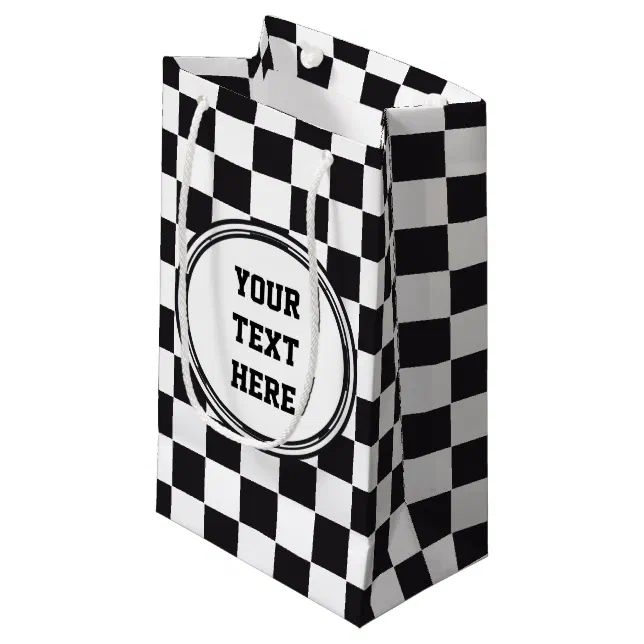 Car Racing / Chess Pattern + your backgr. & ideas Small Gift Bag | Zazzle