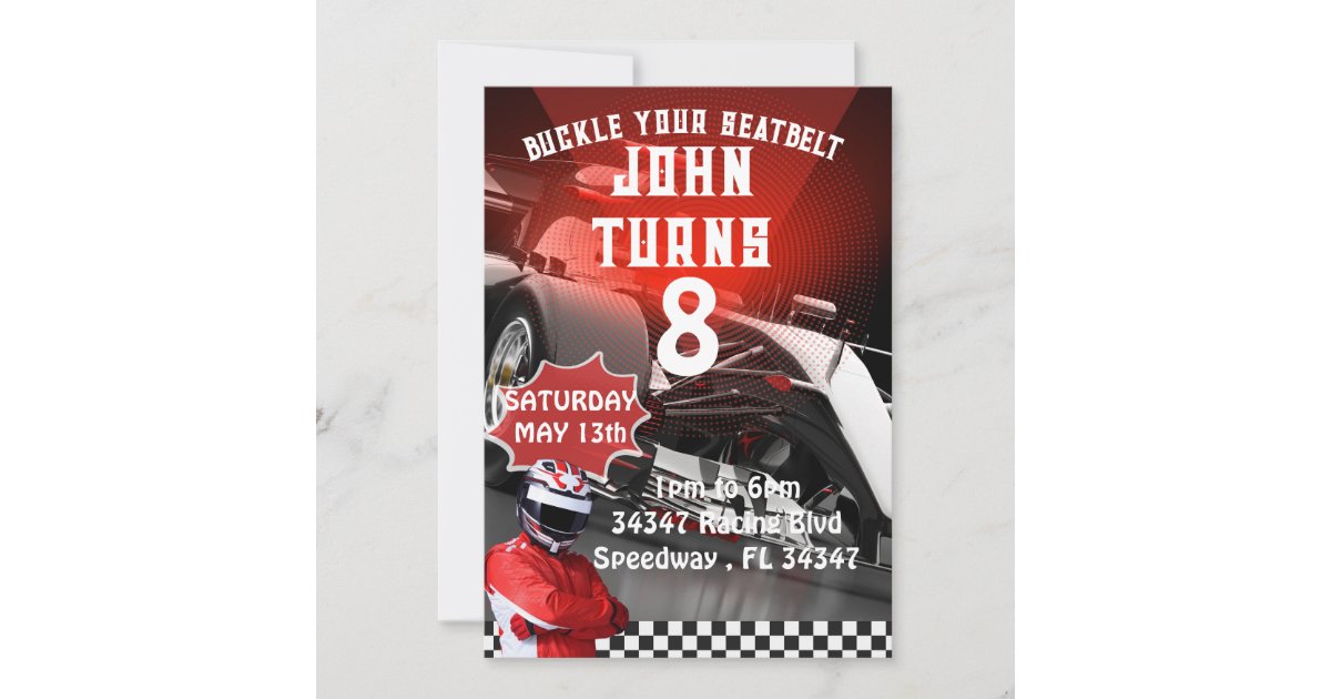 Car Racing Theme Editable Birthday Invitation Card | Zazzle