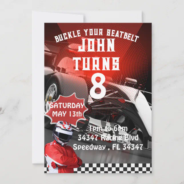 Car Racing Theme Editable Birthday Invitation Card | Zazzle