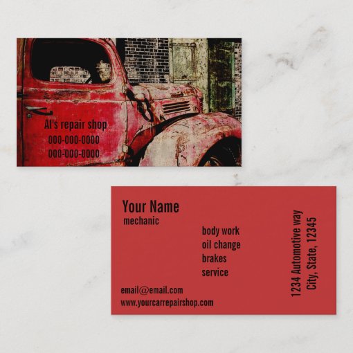 Car repair shop business card template | Zazzle