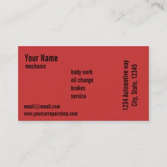 Car repair shop business card template | Zazzle