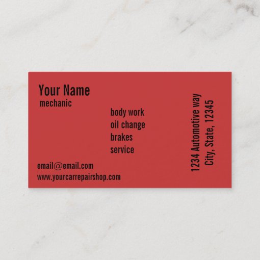 Car repair shop business card template | Zazzle