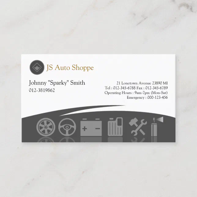 Car Service Icons Black Business Card | Zazzle