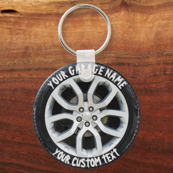 Car Service Repair Garage Owner Tire Wheel Custom Keychain | Zazzle