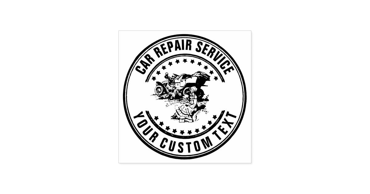 Car Service Repair Garage Owner Vintage Car Custom Rubber Stamp | Zazzle