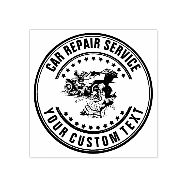 Car Service Repair Garage Owner Vintage Car Custom Rubber Stamp | Zazzle