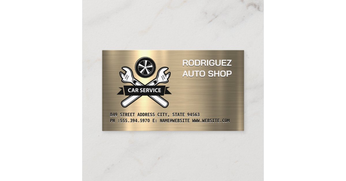 Car Service | Wrenches Wheel Logo Business Card | Zazzle