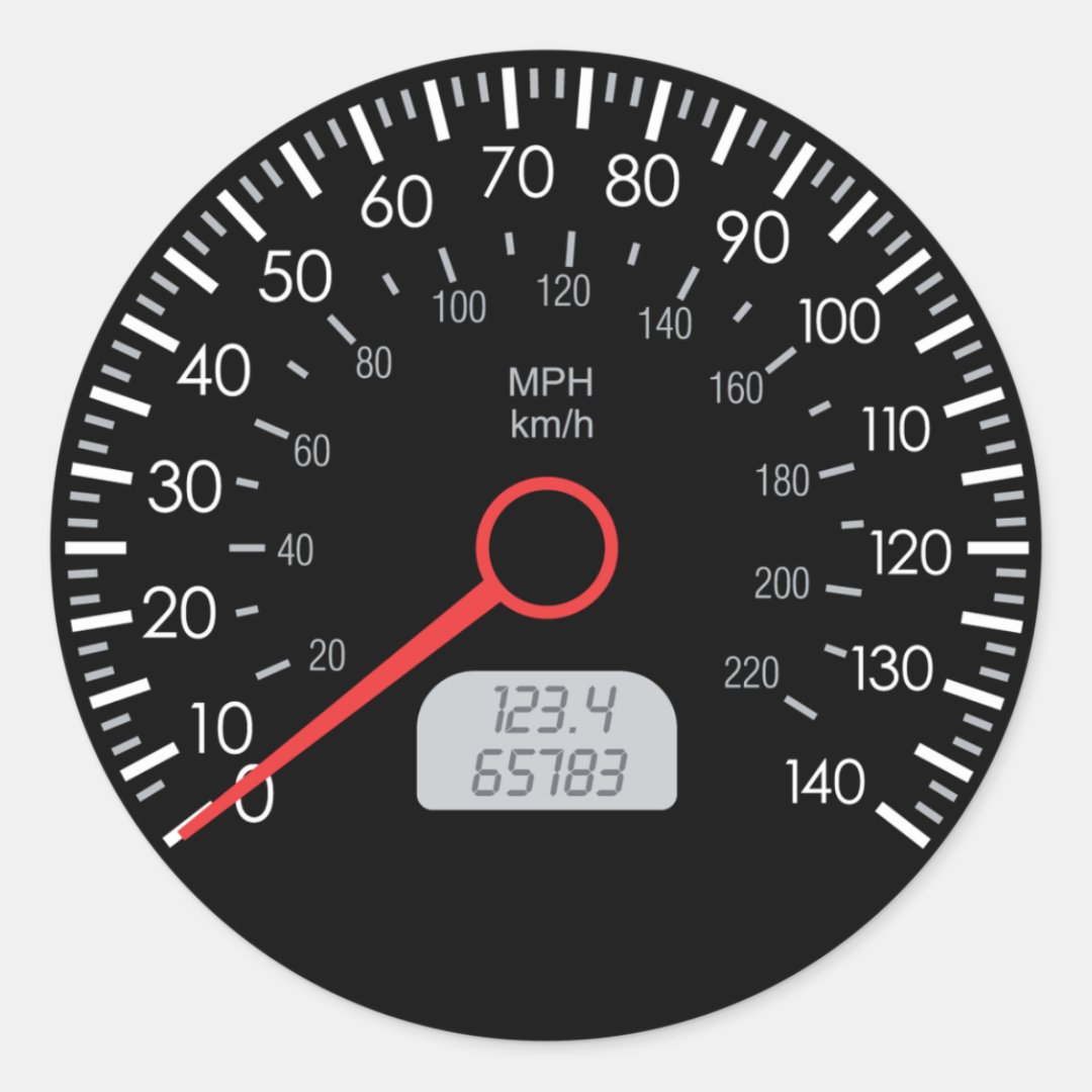 CAR SPEEDOMETER CLASSIC ROUND STICKER | Zazzle
