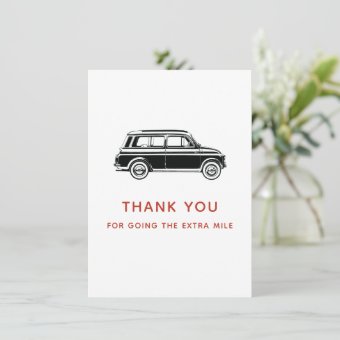 Car Thank You Card, thanks for going extra mile | Zazzle