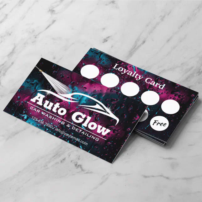 Car Wash Auto Detailing Modern Cleaning Loyalty Business Card | Zazzle