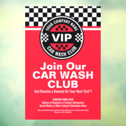 Car Wash Club - Racing Checkered Flag Rewards Window Cling | Zazzle