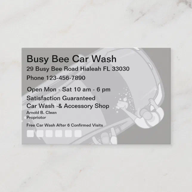 Car Wash Loyalty Rewards Business Card | Zazzle