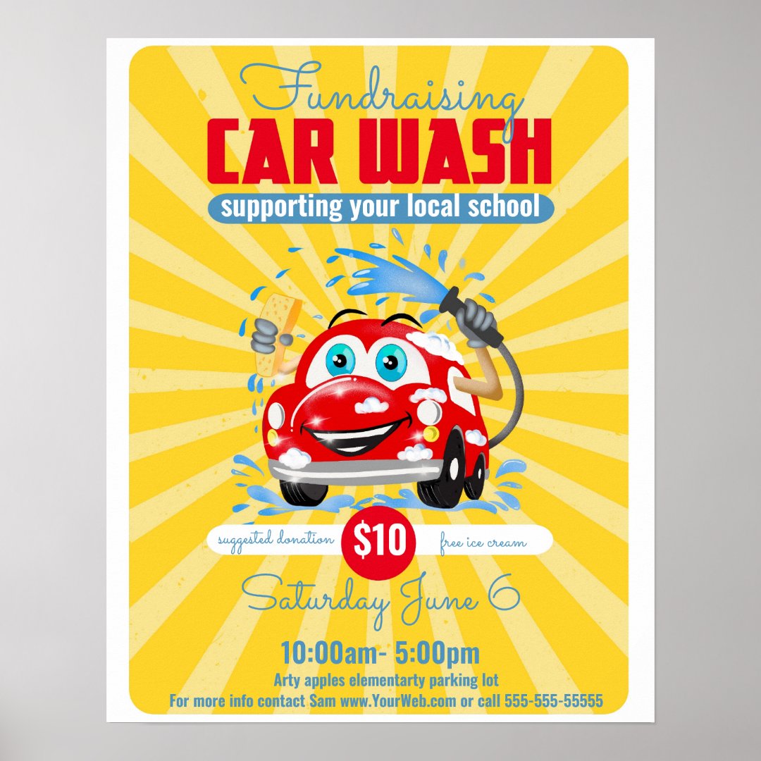 Car Wash theme Event Flyer, school event Poster | Zazzle