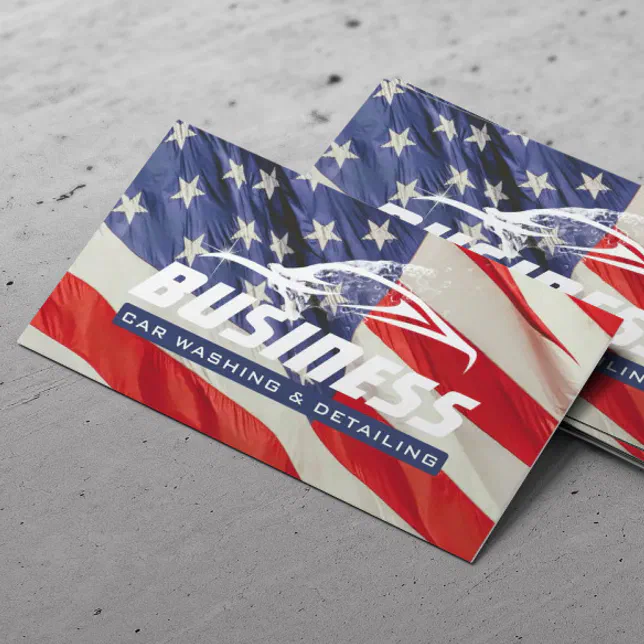 Car Washing Auto Detailing Automotive US Flag Business Card | Zazzle