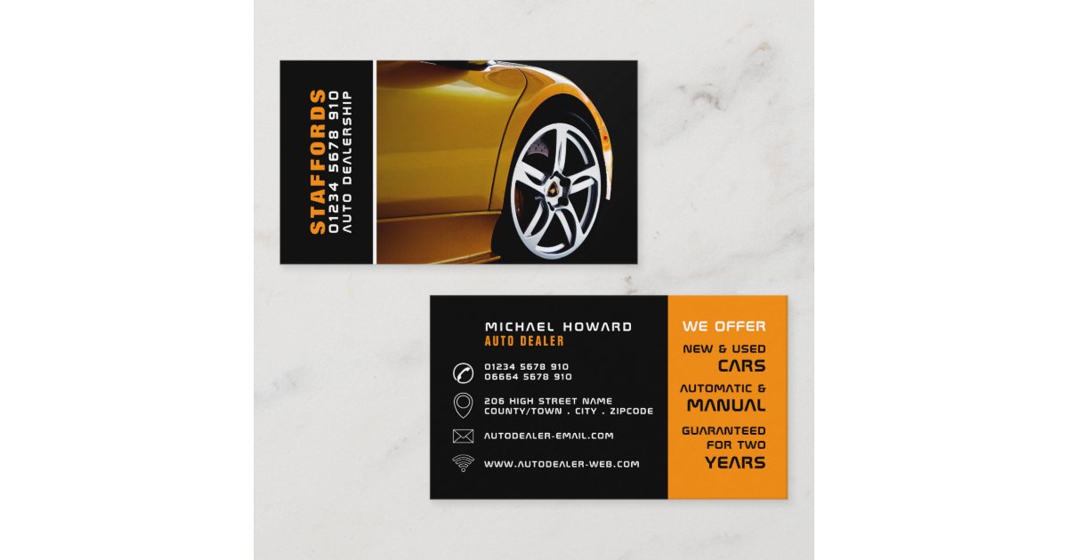 Car Wheel, Auto Dealer Business Card | Zazzle