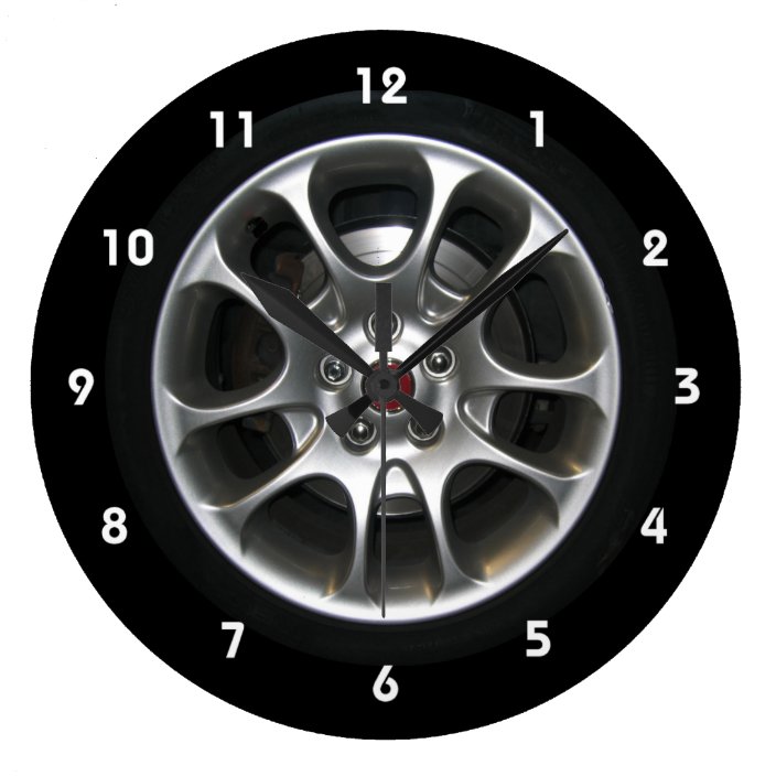 Car Wheel hubcap clock with numbers | Zazzle.com