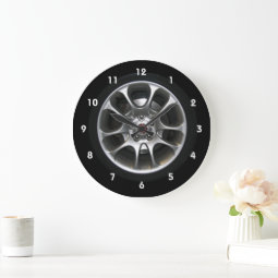 Car Wheel hubcap clock with numbers | Zazzle