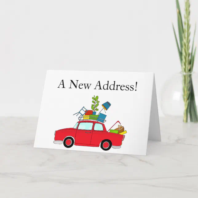 Car with stuff New address card | Zazzle