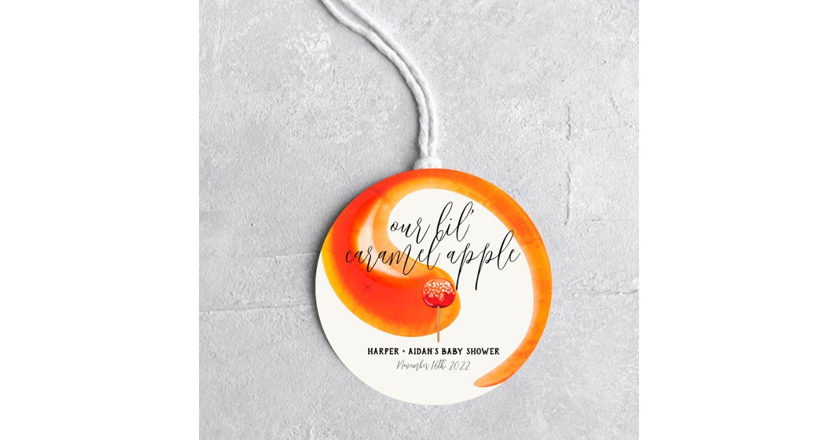 Caramel Apple - Red Baby Shower Favor Sticker | Zazzle