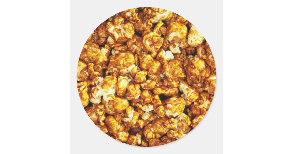 Caramel corn classic round sticker | Zazzle