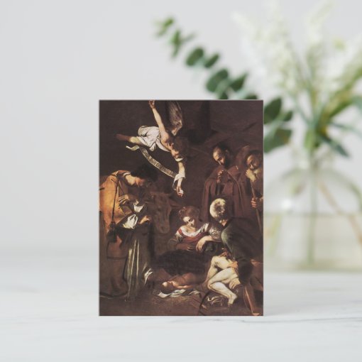Caravaggio -Nativity with St Francis & St Lawrence Postcard | Zazzle