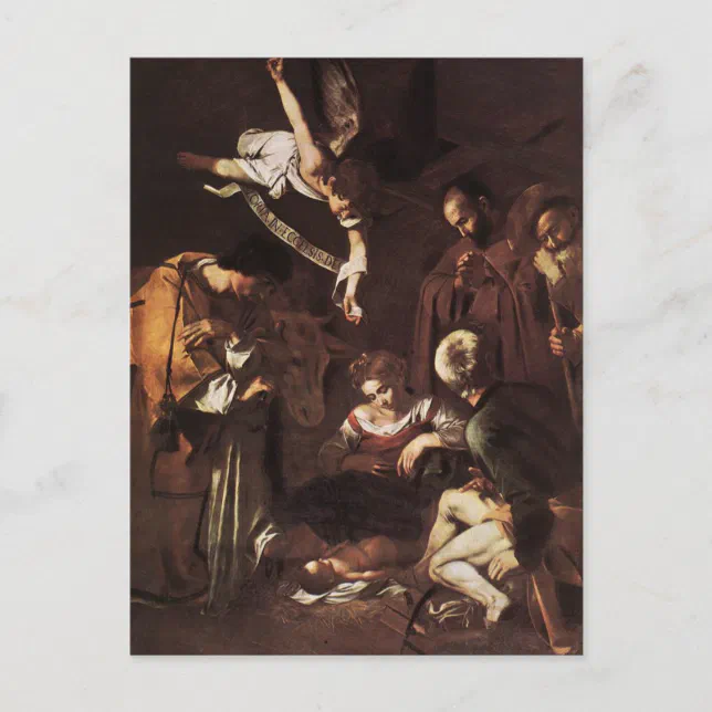 Caravaggio -Nativity with St Francis & St Lawrence Postcard | Zazzle