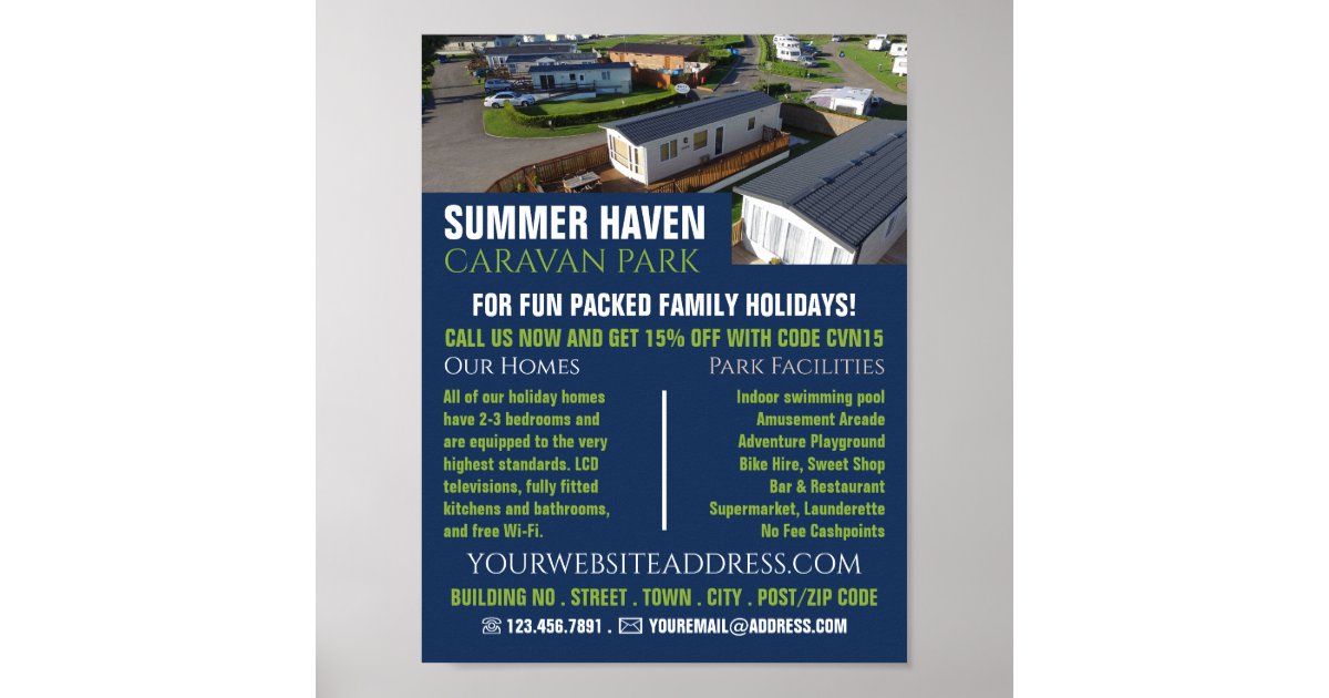 Caravan Park, Holiday Park Advertising Poster | Zazzle