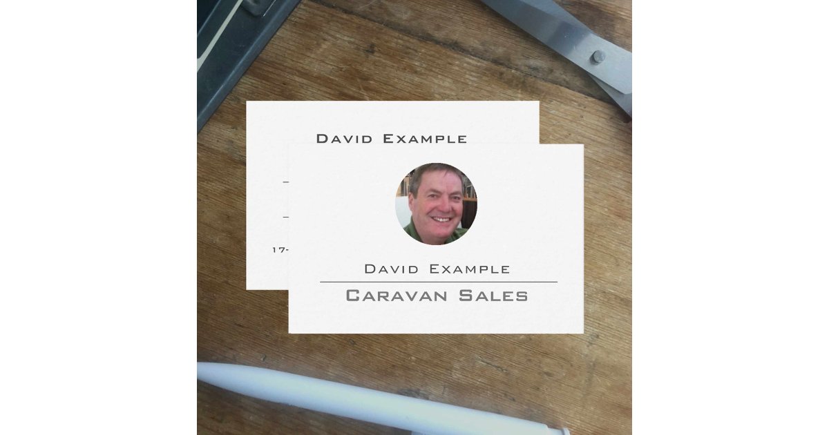 Caravan Sales Person with Photo of Holder Business Card | Zazzle