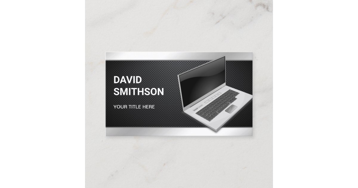 Carbon Fiber Laptop PC Computer Repair Technician Business Card | Zazzle