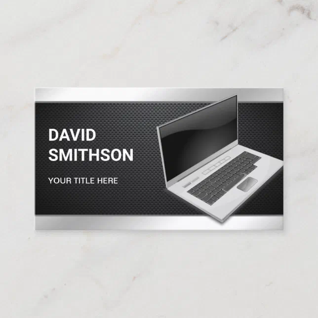 Carbon Fiber Laptop PC Computer Repair Technician Business Card | Zazzle
