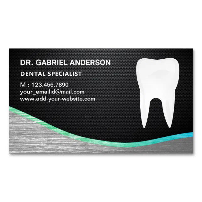 Carbon Fiber Steel Tooth Dental Clinic Dentist Business Card Magnet ...