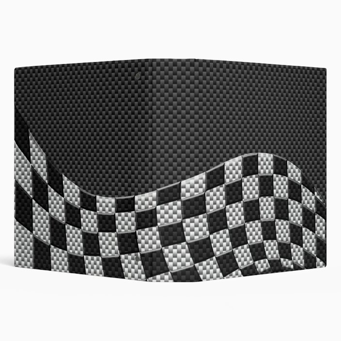 Carbon Fiber Style Checkered Racing Flag Wave Binder | Zazzle.com