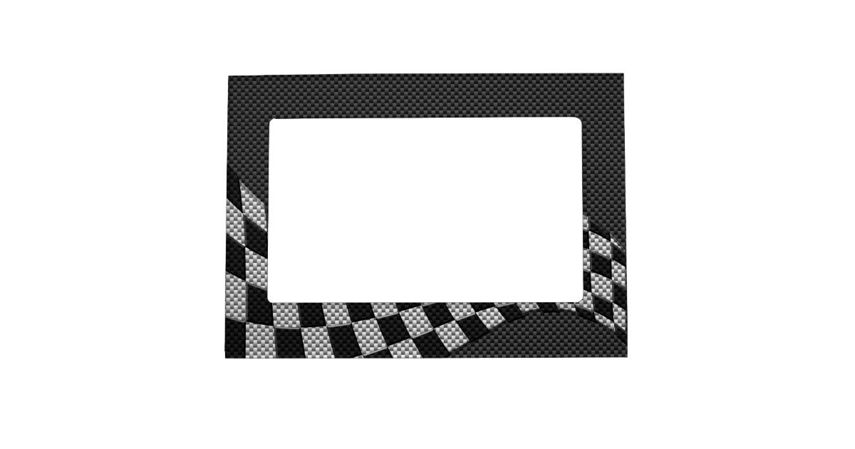 Carbon Fiber Style Checkered Racing Flag Wave Magnetic Picture Frame ...