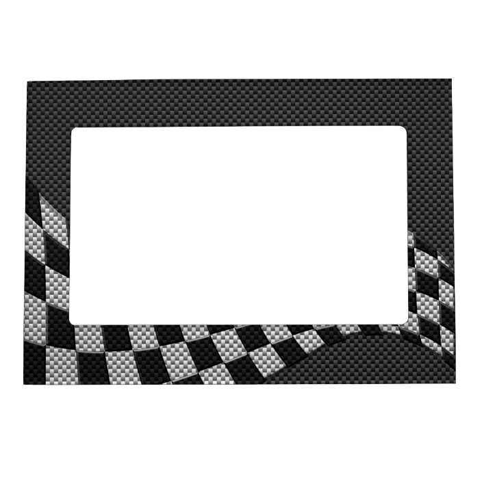 Carbon Fiber Style Checkered Racing Flag Wave Magnetic Picture Frame ...