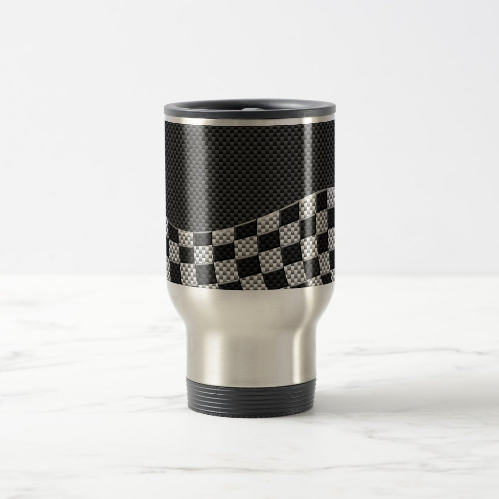 Carbon Fiber Style Racing Flag Checkers Wave Commuter Mug sold by Bleat ...