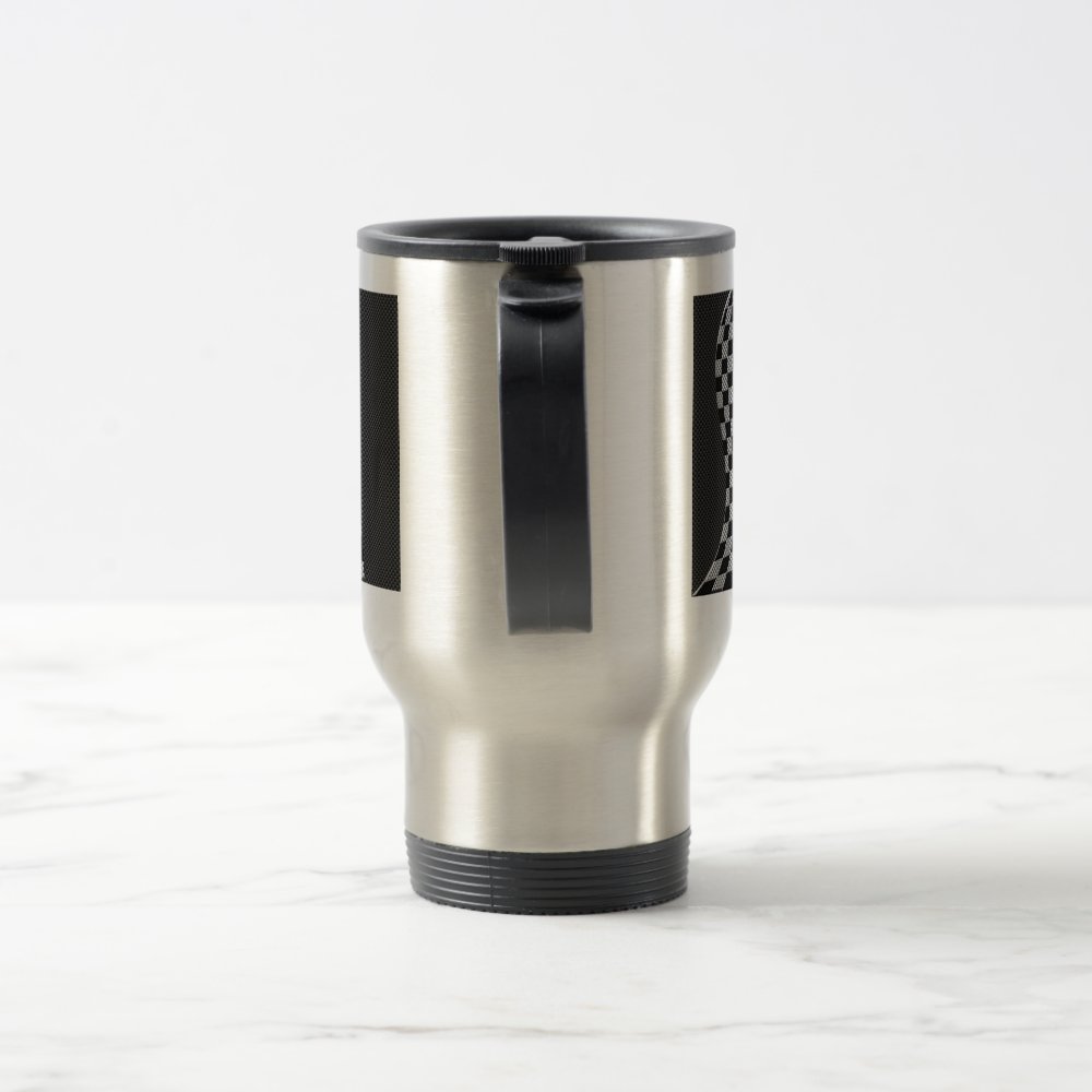 Carbon Fiber Style Racing Flag Wave Commuter Mug