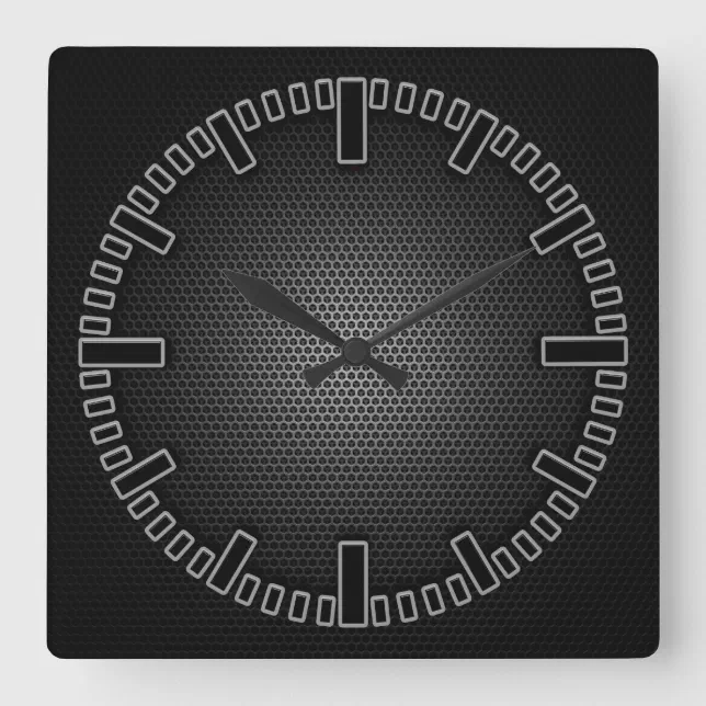 Carbon Mesh Effect "High Tech" Wall Clock | Zazzle