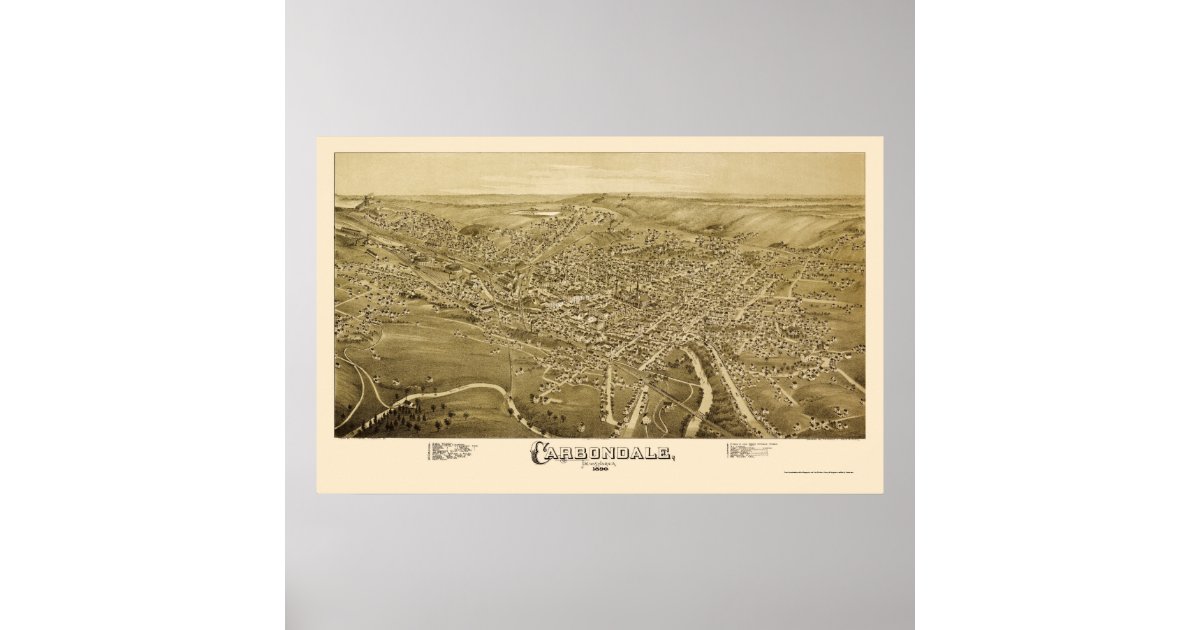 Carbondale, PA Panoramic Map - 1890 Poster | Zazzle