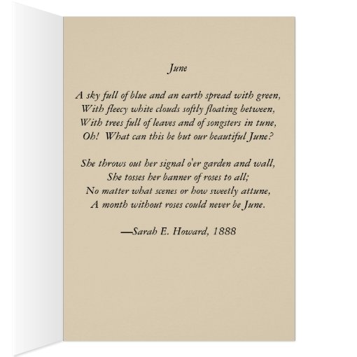 Card —June, poem, Victorian | Zazzle
