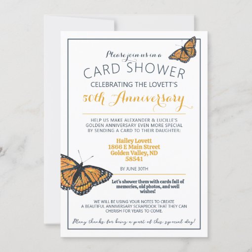 Card Shower 50th Anniversary Photo Invitation | Zazzle