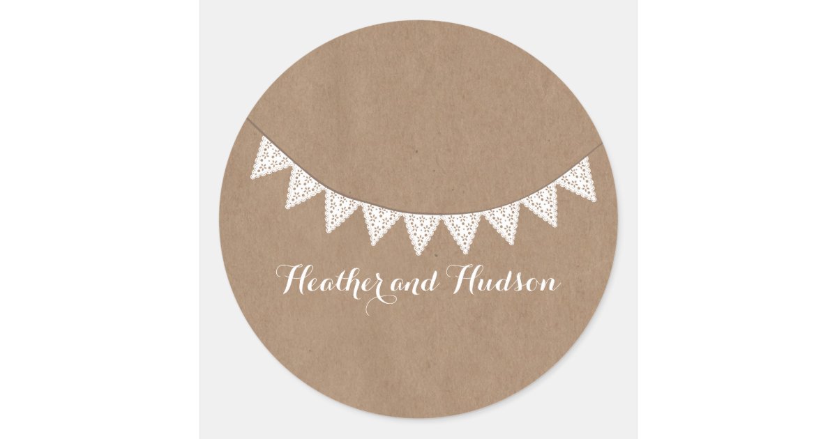 Card Stock Inspired Eyelet Bunting Wedding Sticker | Zazzle