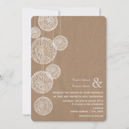 Cardboard Inspired Twine Globes Wedding Invitation | Zazzle.com