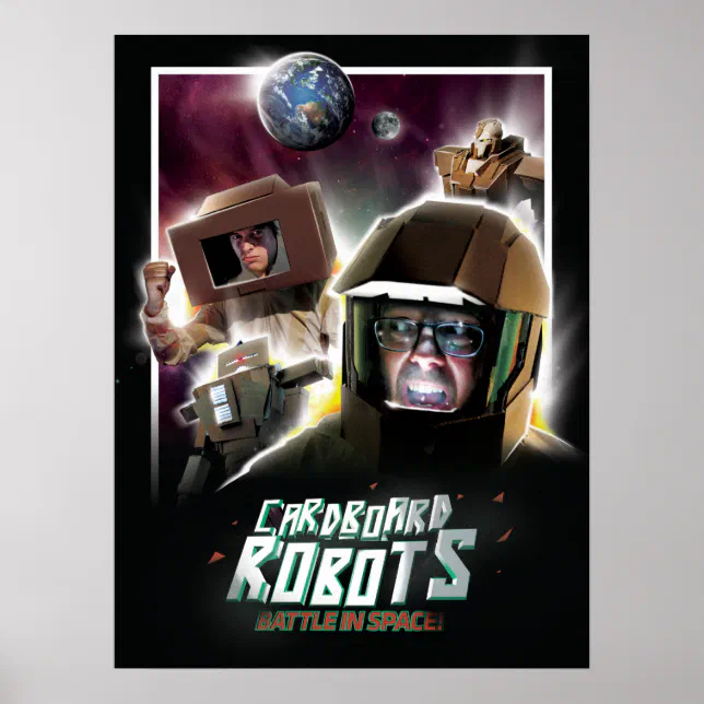 Cardboard Robots Battle in Space Poster | Zazzle