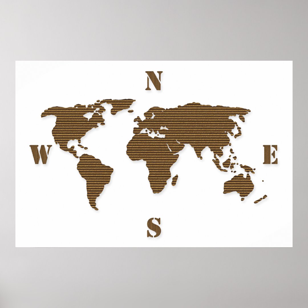 Cardboard World Map Poster | Zazzle