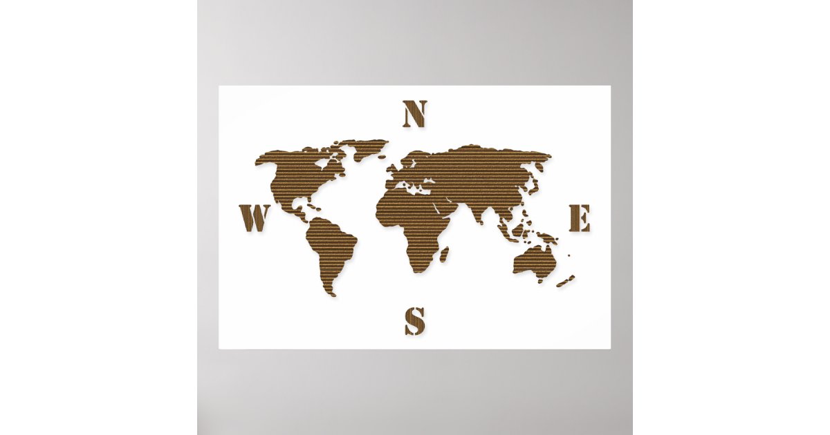 Cardboard World Map Poster | Zazzle