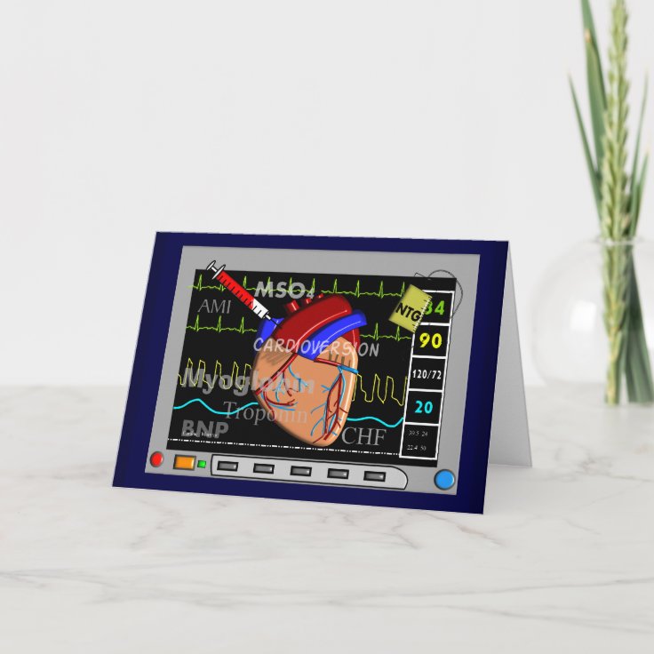 Cardiac Nurse Greeting Cards Monitor Design | Zazzle