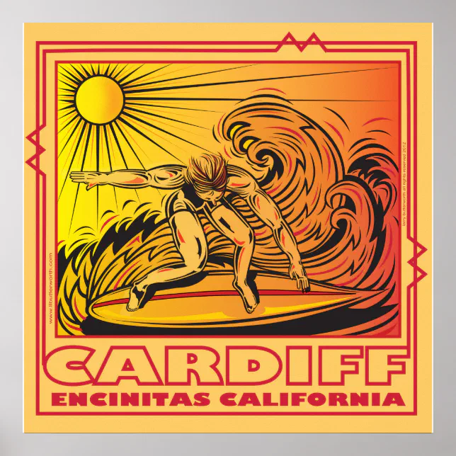 CARDIFF BY THE SEA ENCINITAS CALIFORNIA SURFING POSTER | Zazzle