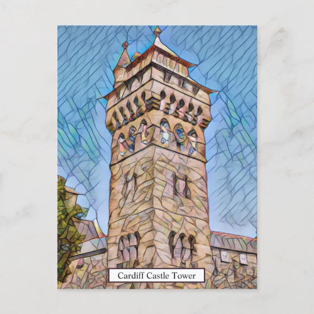 Cardiff Castle Tower Abstract Digital Art Postcard | Zazzle